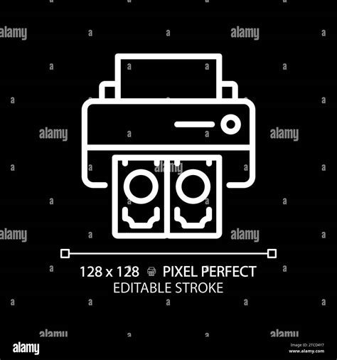 2d Thin Linear Pixel Perfect Simple White Printing Money Icon Stock Vector Image And Art Alamy