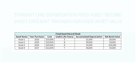 Free Fixed Asset Record Sheet Templates For Google Sheets And Microsoft Excel Slidesdocs