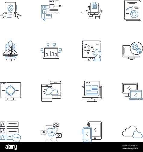 Robotics Engineering Line Icons Collection Automation Coding