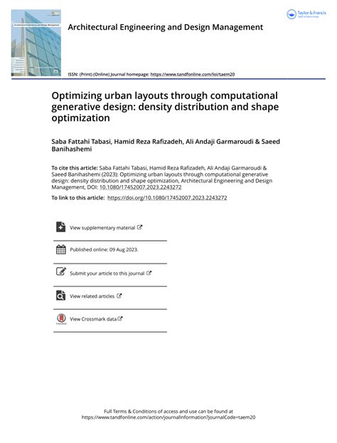 Pdf Optimizing Urban Layouts Through Computational Generative Design Density Distribution And