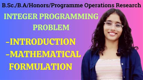 l1 integer programming problem introduction mathematical formulation operations research