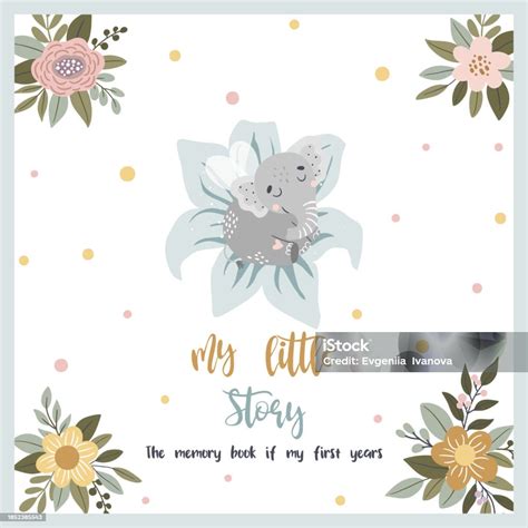 벡터 일러스트 레이 션 와 귀여운 동화 코끼리 포스터 스티커 카드 등을 인쇄하는 데 적합합니다 곤충에 대한 스톡 벡터 아트 및