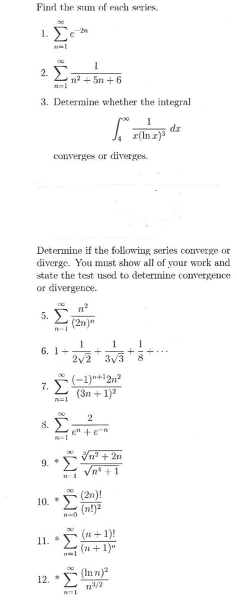 solved find the sum of each series 1 ∑n 1∞e−2n 2