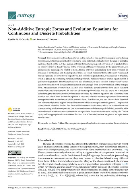 Pdf Non Additive Entropic Forms And Evolution Equations For