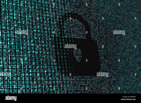 Binary Data Code Background With Locked Padlock Icon Online Security