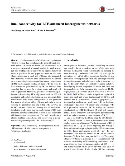 Pdf Dual Connectivity For Lte Advanced Heterogeneous Networks