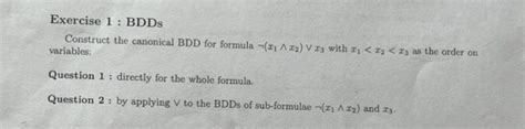 exercise 1 bdds construct the canonical bdd for