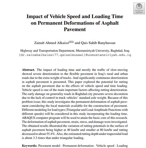 Pdf Impact Of Vehicle Speed And Loading Time On Permanent