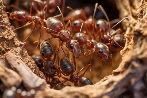 Ants Building Nest Architecture Ant Colony Stock Illustration