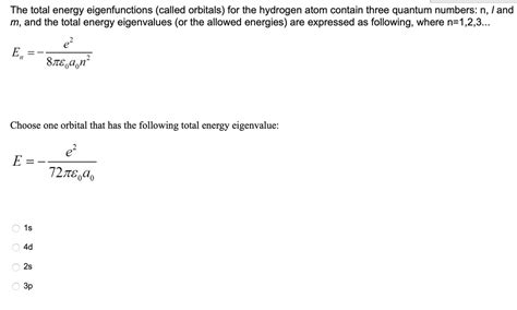 Answered The Total Energy Eigenfunctions Called Bartleby