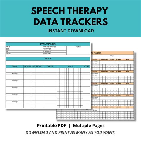 Speech Therapy Data Collection Speech Therapy Data Logs SLP Data Trackers Etsy