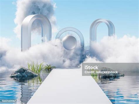 추상적인 배경에 제품 전시 프리젠테이션을 위한 복사 공간이 있는 3d 연단 열대 여름과 휴가 개념 그래픽 렌더링 일러스트레이션 디자인 0명에 대한 스톡 사진 및 기타 이미지