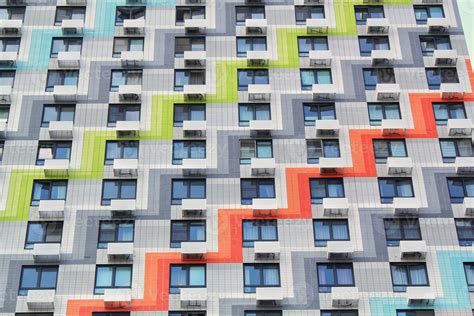 Windows Of Residential Apartment Building Facade Of A Modern House