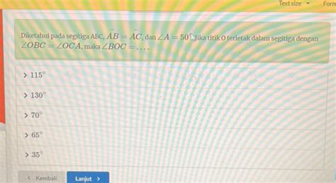 Text size Forn Diketahui pada segitiga ABC A | StudyX