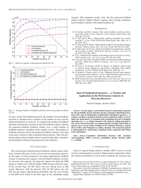 Pdf Sum Of Nonidentical Squared Kappa Mu Variates And