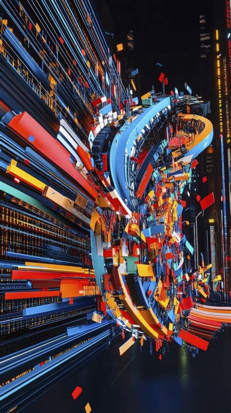 Dynamic Data Flow With Vibrant Abstract Geometry Stock Illustration