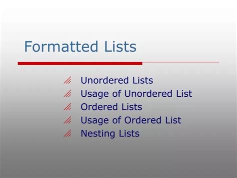 Ppt Mastering Html Lists Unleashing The Power Of Nested Ordered And Unordered Lists