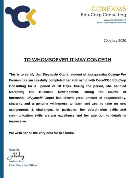 Divyanshi G On Linkedin I Completed A Marketing Internship With Conex365™ A Skill Dev