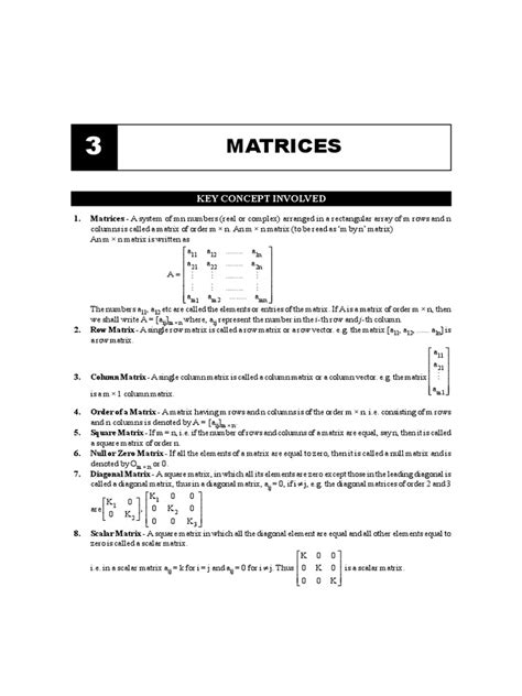 Ch 3 Matrices Notes Pdf Matrix Mathematics Functions And Mappings