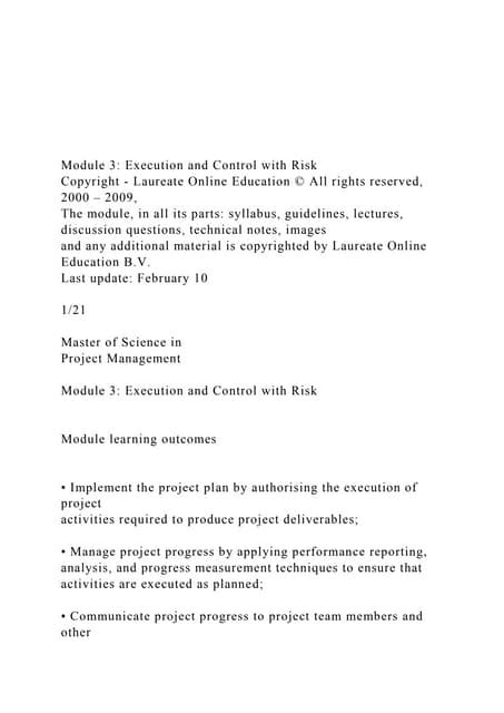 Module 3 Execution And Control With Risk Copyright Ladocx