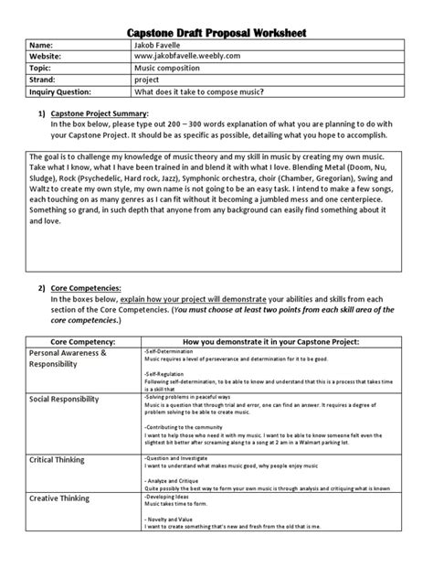 Clc 12 Capstone Draft Proposal Worksheet Pdf Thought Critical Thinking