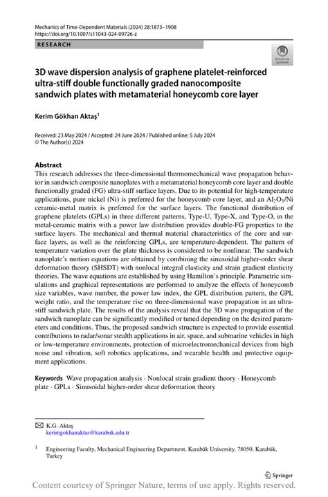 Pdf 3d Wave Dispersion Analysis Of Graphene Platelet Reinforced Ultra