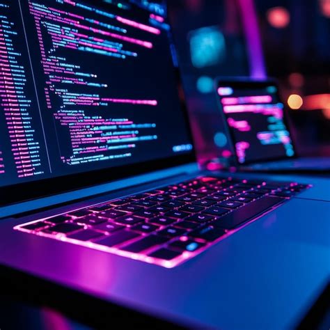 a laptop with the word code on the screen premium ai generated image
