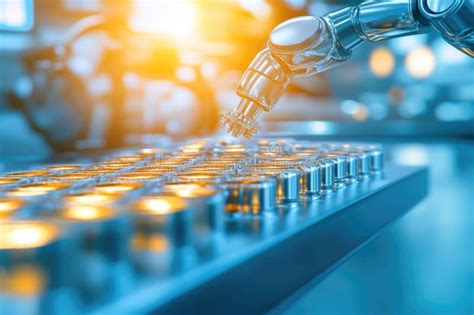 Automated Robotic Arm Sorting Metallic Components In High Tech Factory Stock Image Image Of