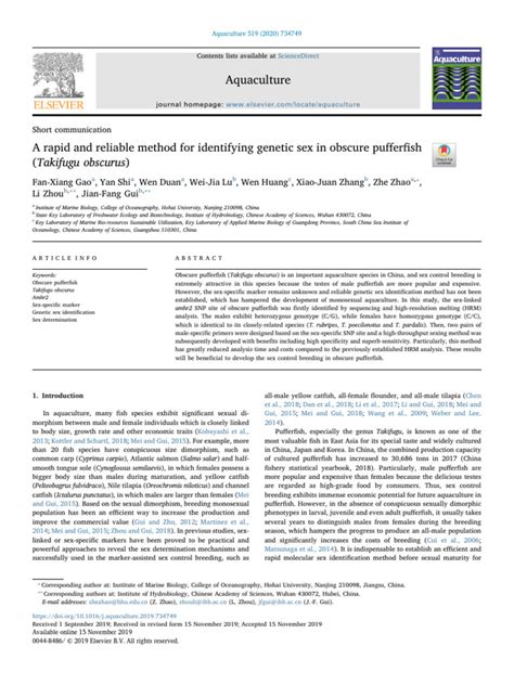 A Rapid And Reliable Method For Identifying Genetic Sex In Obscure