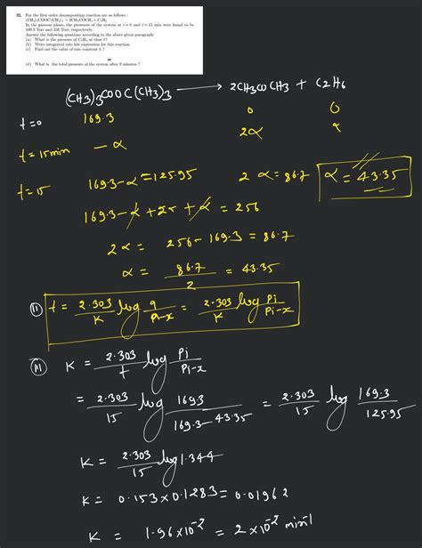 For The First Order Decomposition Reaction Are As Follows Left Mathrm
