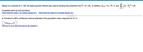 solved b construct a 95 prediction interval of an