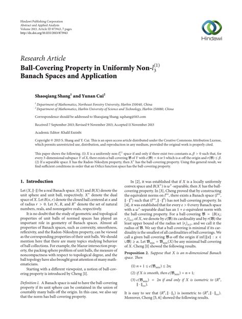 Pdf Ball Covering Property In Uniformly Non Banach Spaces And