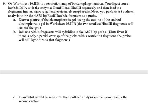 solved 9 on worksheet 16 iiib is a restriction map of