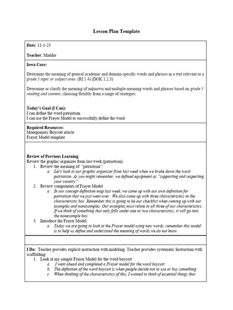 Scripted Lesson Plan Pdf Lesson Plan Feeling