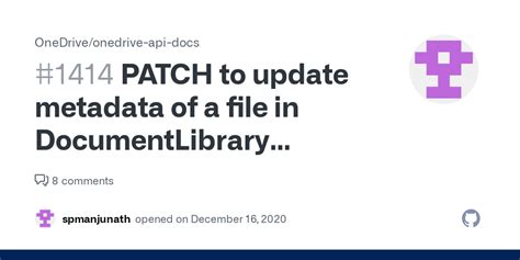 Patch To Update Metadata Of A File In Documentlibrary Results In 409