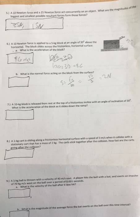 Solved 5 A 10 Newton Force And A 25 Newton Force Act