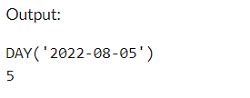 MySQL DAY Function