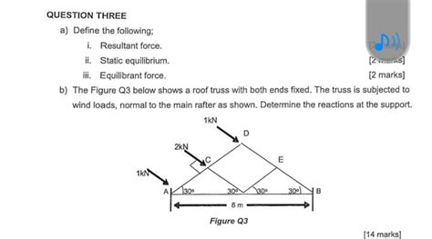 Question Threea Define The Followingi Resultant Forceii Static Eq