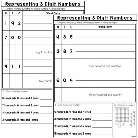 Representing 3 Digit Numbers Worksheets Top Teacher