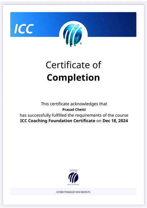 Praise God I Am Thrilled To Announce That I Have Successfully Completed The Icc Coaching