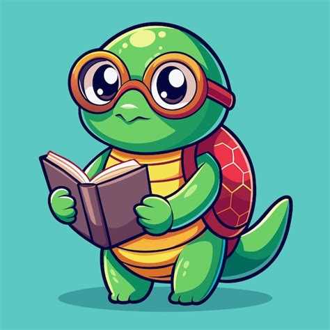 Premium Vector Cute Turtle Learning Session Cartoon Vector Design