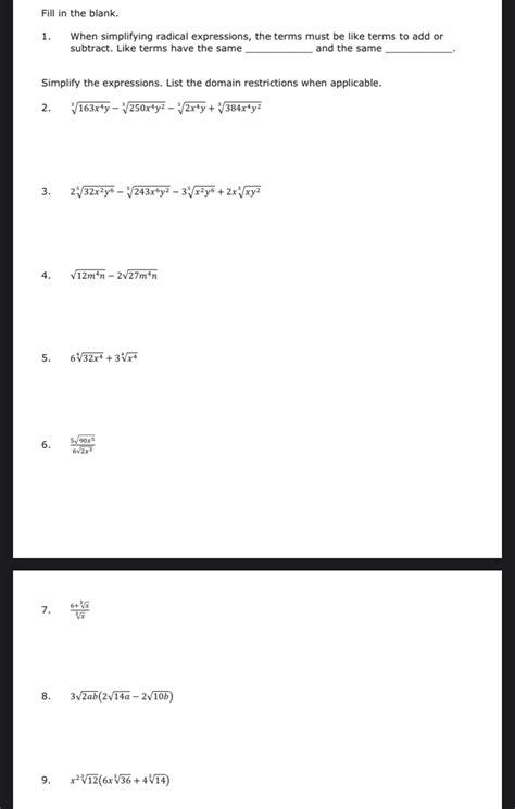 Solved Fill In The Blank 1 ﻿when Simplifying Radical