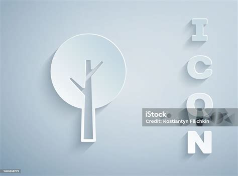 회색 배경에서 격리된 트리 아이콘을 용지 잘라냅니다 포리스트 기호입니다 종이 아트 스타일 벡터 0명에 대한 스톡 벡터 아트 및 기타 이미지 Istock