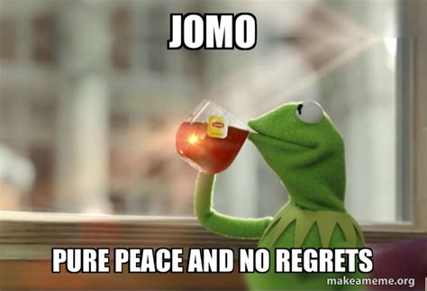 Jomo Pure Peace And No Regrets Kermit Drinking Tea Meme Generator