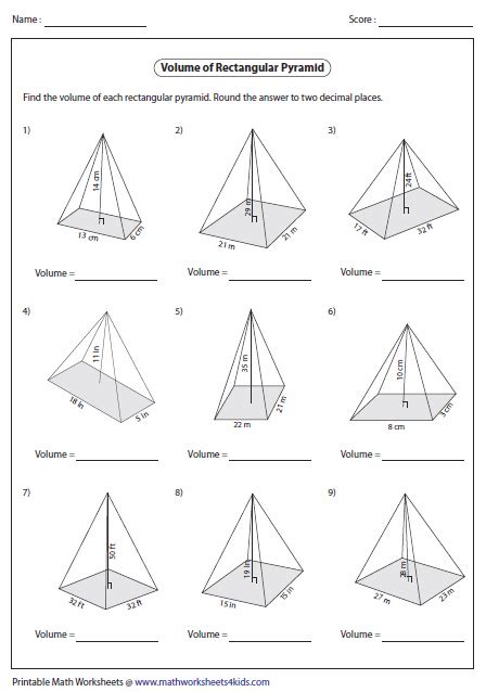 volume worksheets