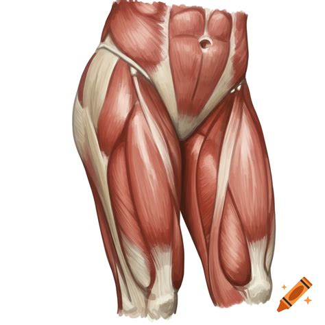Anatomical Illustration Of The Anterior Thigh Muscles On A White Background On Craiyon