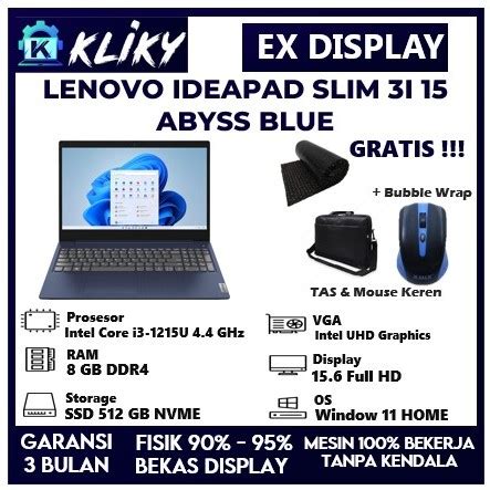 Jual Laptop Lenovo Ideapad Slim I Intel Core I Gen Ram Gb Ssd Gb Layar Full Hd
