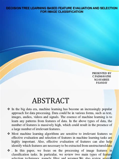 Decision Tree Learning Based Feature Evaluation And Selection For Image