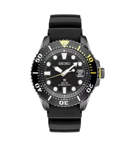Seiko Prospex Solar Quartz Diver 200m Sne441 Black Steel Mens Watch £