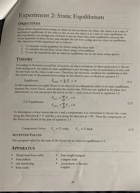 Experiment Static Equilibrium OBJECTIVES When All Chegg Com